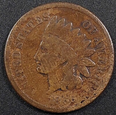 1866 Indian Head Cent with near perfectly 180 degree rotated reverse ...