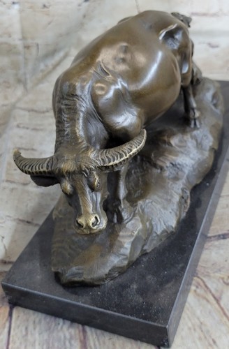 Bronze SCULPTURE cape buffalo with calf Signed: Milo - CUBISM - 100 % ...