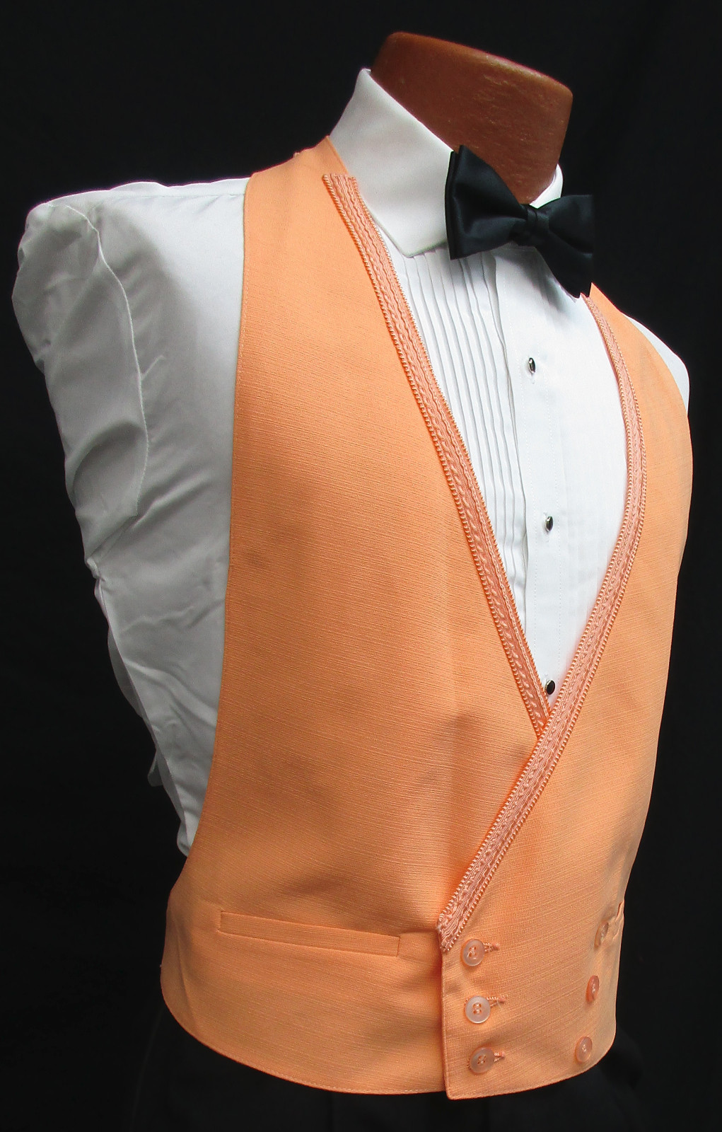 Men's Vintage Orange Open Back Tuxedo Vest 1970's Wedding Prom New ...