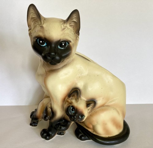 Vtg Siamese Cat Mother With Kitten Planter Brinn’s Japan Ceramic 7.5 ...