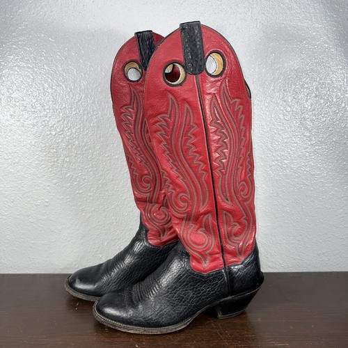 Vintage Sanders Boots Men’s 9 D 18” Tall Buckaroo Cowboy Boots Red ...