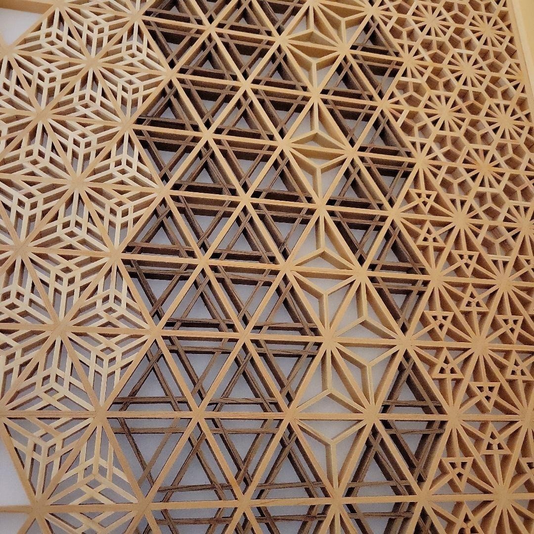 Japanese Tsuitate Kumiko Craft Wood Screen Partition Mt.Fuji-Sakura 26. ...