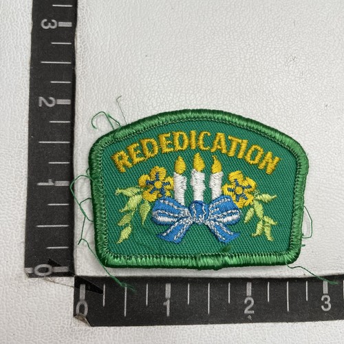Vtg Candles Flowers Dedication Commitment REDEDICATION Patch 09WI | eBay