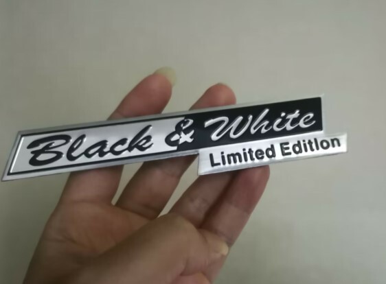 1pcs Metal BLACK & White Limited Edition Car Trunk Emblem Rear Badge ...
