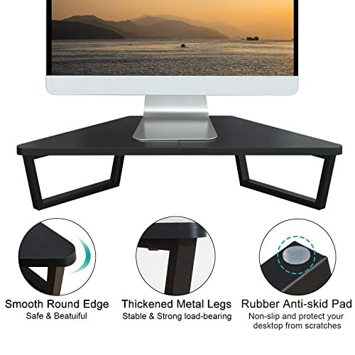 26 inch Triangle Monitor Stand Riser Desktop Corner Shelf with Metal ...