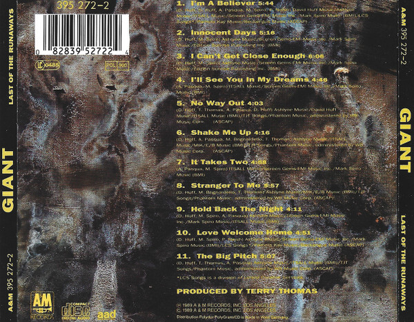 Last of the Runaways by Giant (CD, 1989, A&M) | eBay