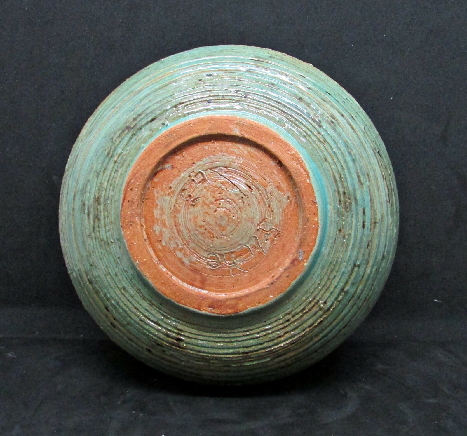Heavy Celadon Vessel w/ Raked Surface on Body - Great Horizontal ...