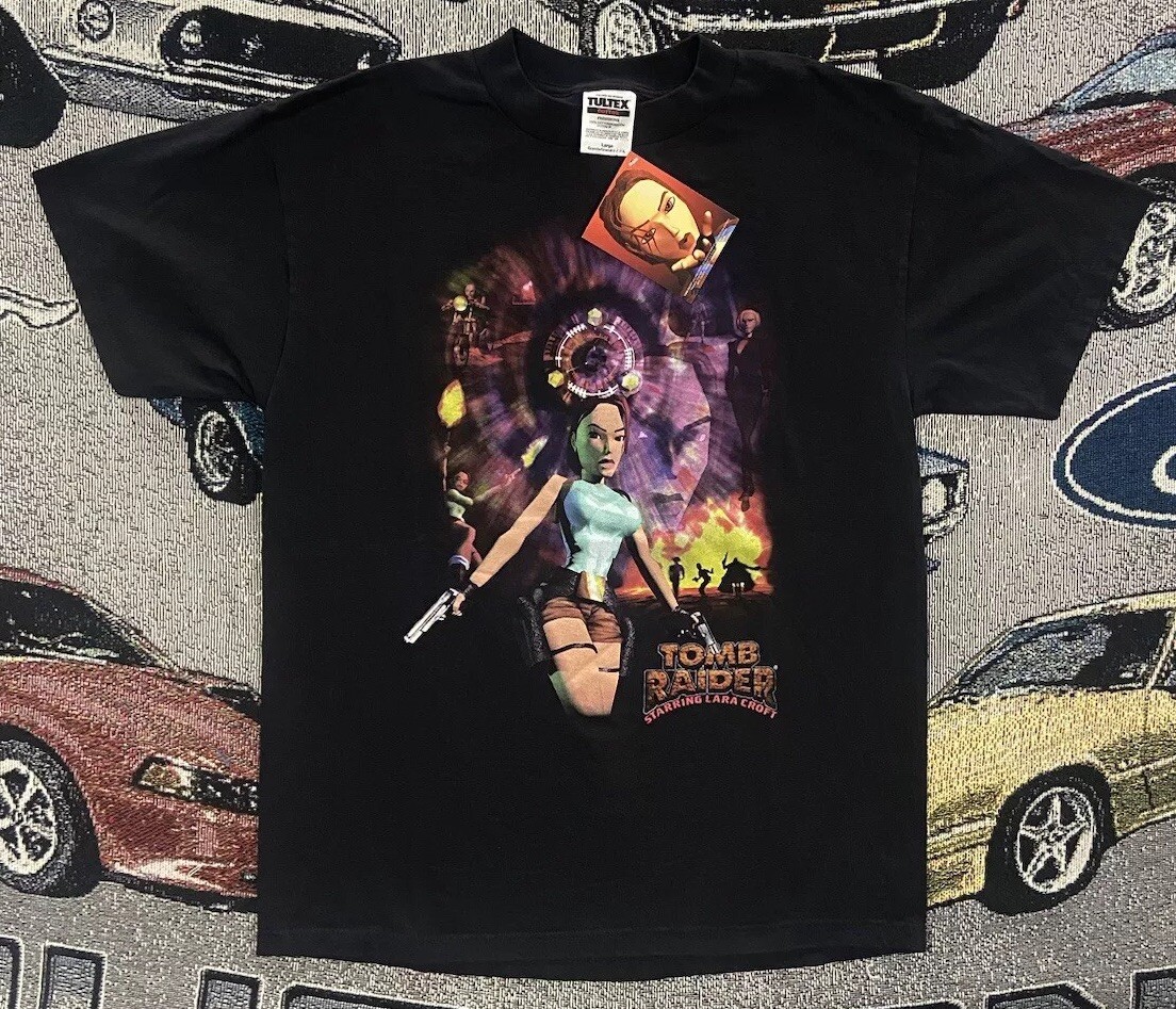 Vintage 90s Y2K Tomb Raider T-Shirt Lara Croft Video Game Vintage 90s Y2K Tomb Raider T-Shirt Lara Croft Video Game