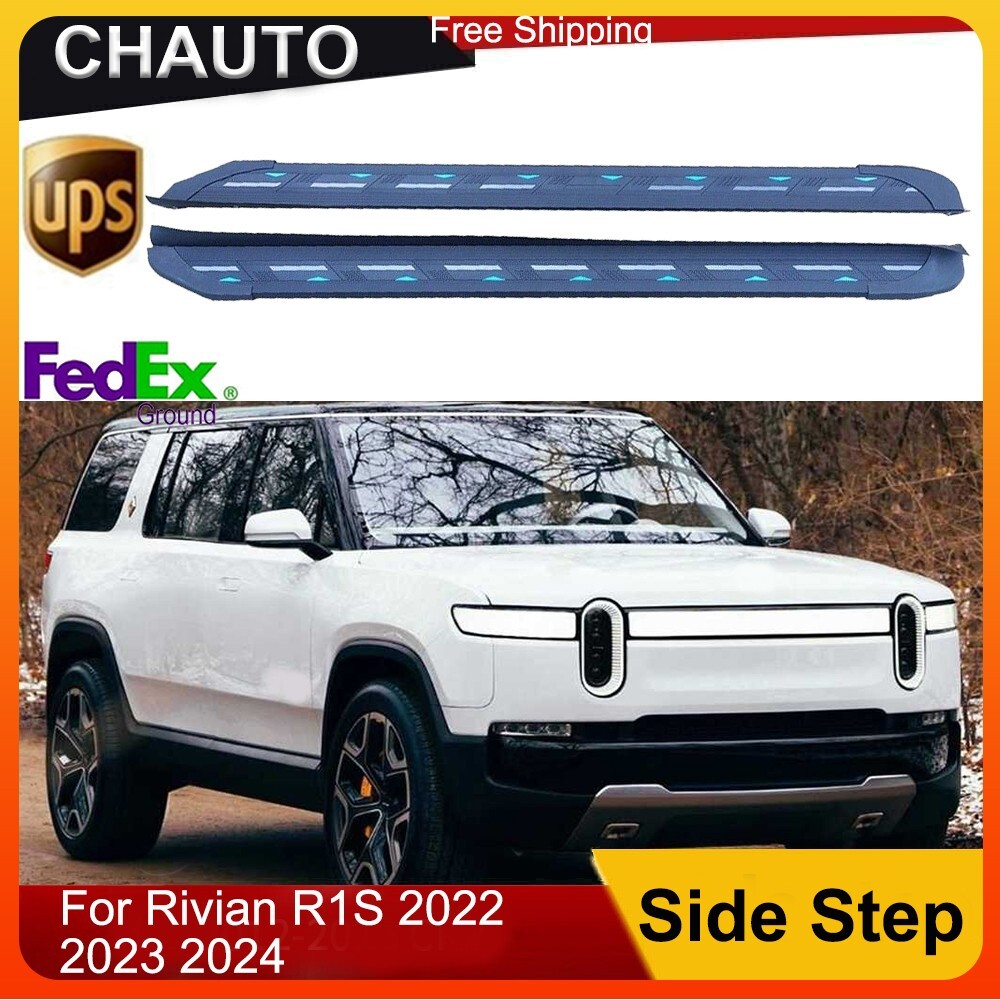 2PCS Fixed Running Boards Side Steps Nerf Bar Fits For Rivian R1S 2022 ...