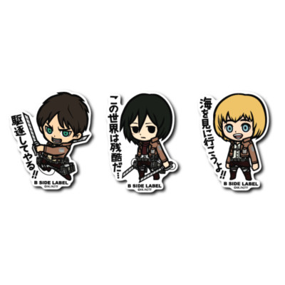 Attack on Titan Eren,Mikasa,Armin set B-Side Label Sticker japan ...