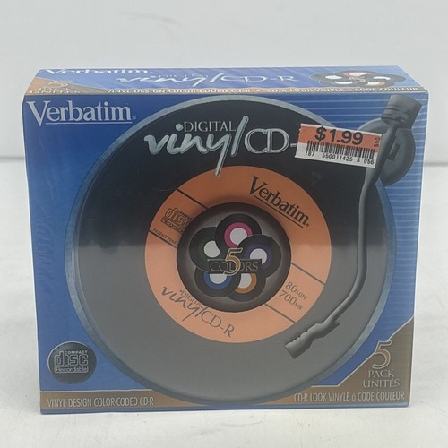 Verbatim CD-R 80min 52X with Digital Vinyl Surface 5 Pack - NEW SEALED ...