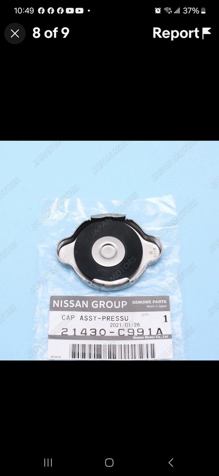 GENUINE NISSAN TITAN GT-R XTERRA INFINITI QX56 M37 RADIATOR CAP 21430 ...