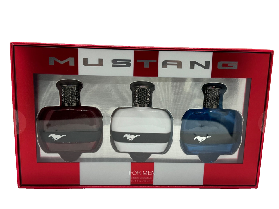 Ford Mustang Cologne For Men 3 Pack Red White and Blue 1oz Bottles Gift ...