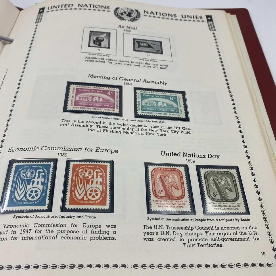 UNITED NATIONS STAMP ALBUM W/ 95 MNH Stamps 1951-1966 | eBay