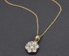 1.50 CT Round Moissanite Flower Pendant Necklace 14K Yellow Gold Plated ...