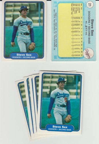 Steve Sax RC rookie card, 1982 Fleer #21, Los Angeles Dodgers Rookie of ...