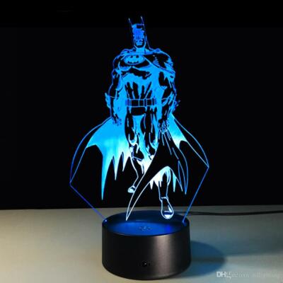 Superhero Batman 3D Acrylic LED Night light 7 Color USB Touch Bedroom ...