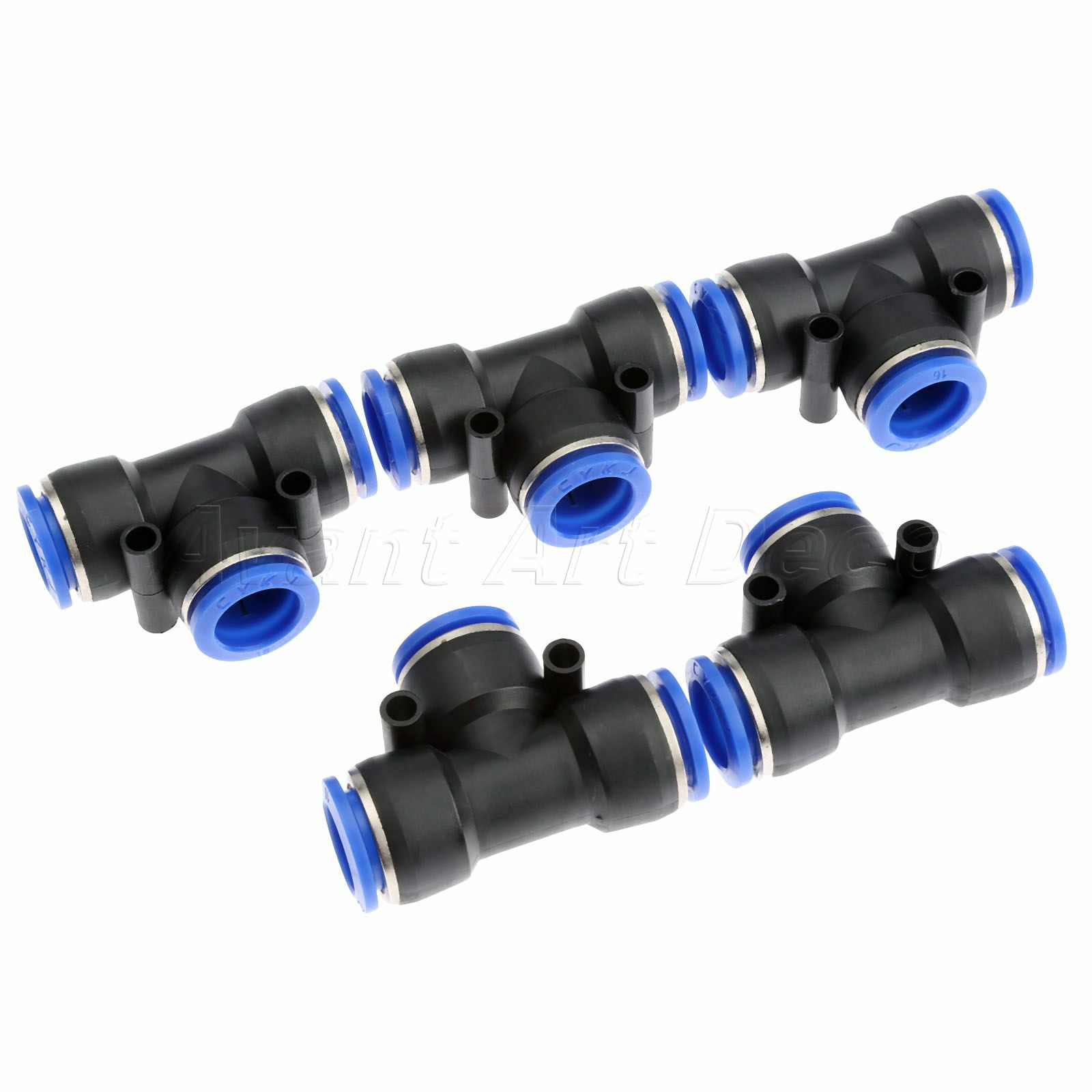 3 Way PE4-16 Pneumatic Air Quick Fitting Connector Tube Hose Airline T ...