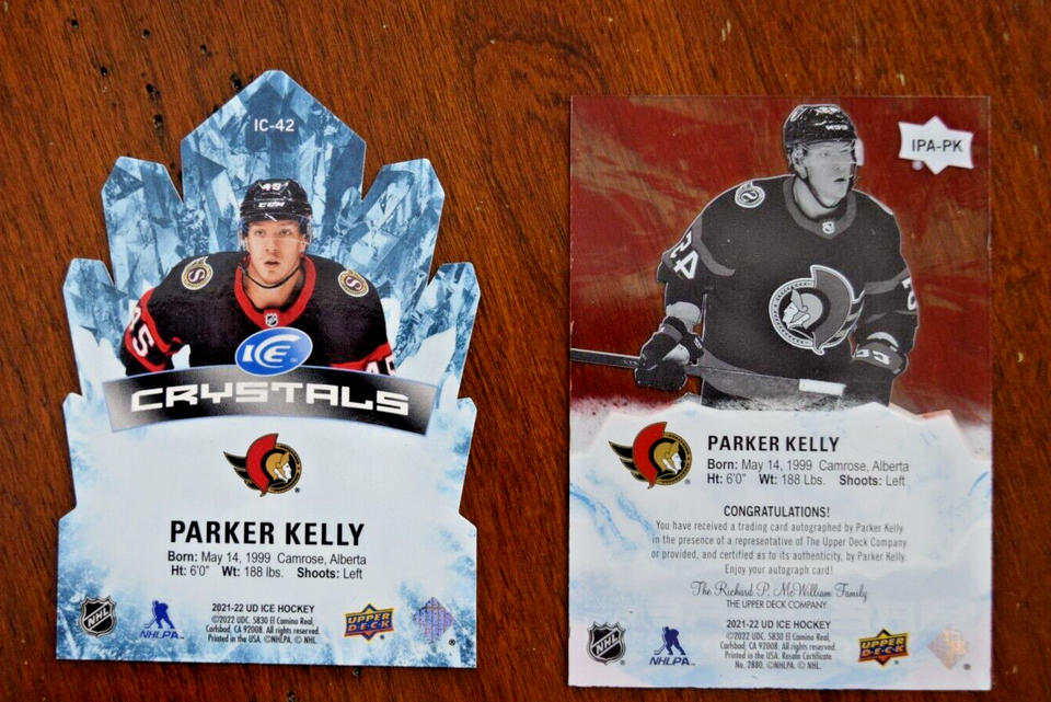 2021-22 Ice Parker Kelly Ice Premieres Auto #/199 and Orange Ice ...