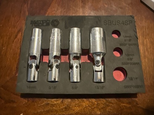 Matco Tool 4pc 3/8" Drive Univ Joint Spring Loaded Spark Plug Socket ...