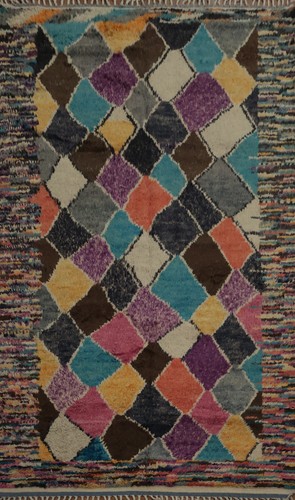 Tappeto Area Marocchino Colorato In Peluche 7x11 In Lana Con Motivo ...