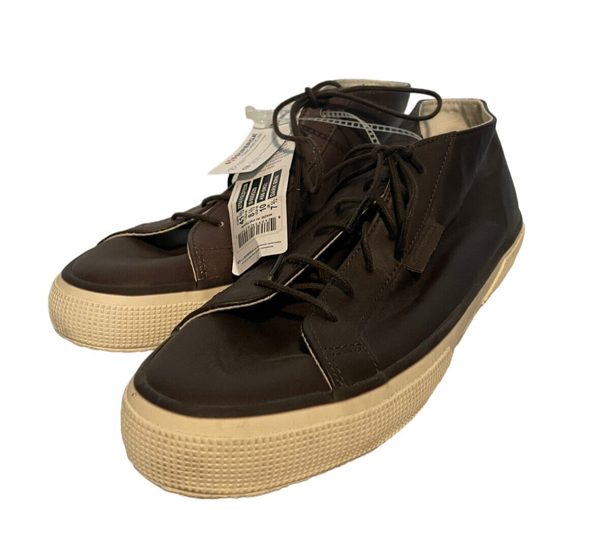 Superga Brown Leather High Top Sneakers Unisex Mens 8.5 Womens 10 Lace ...
