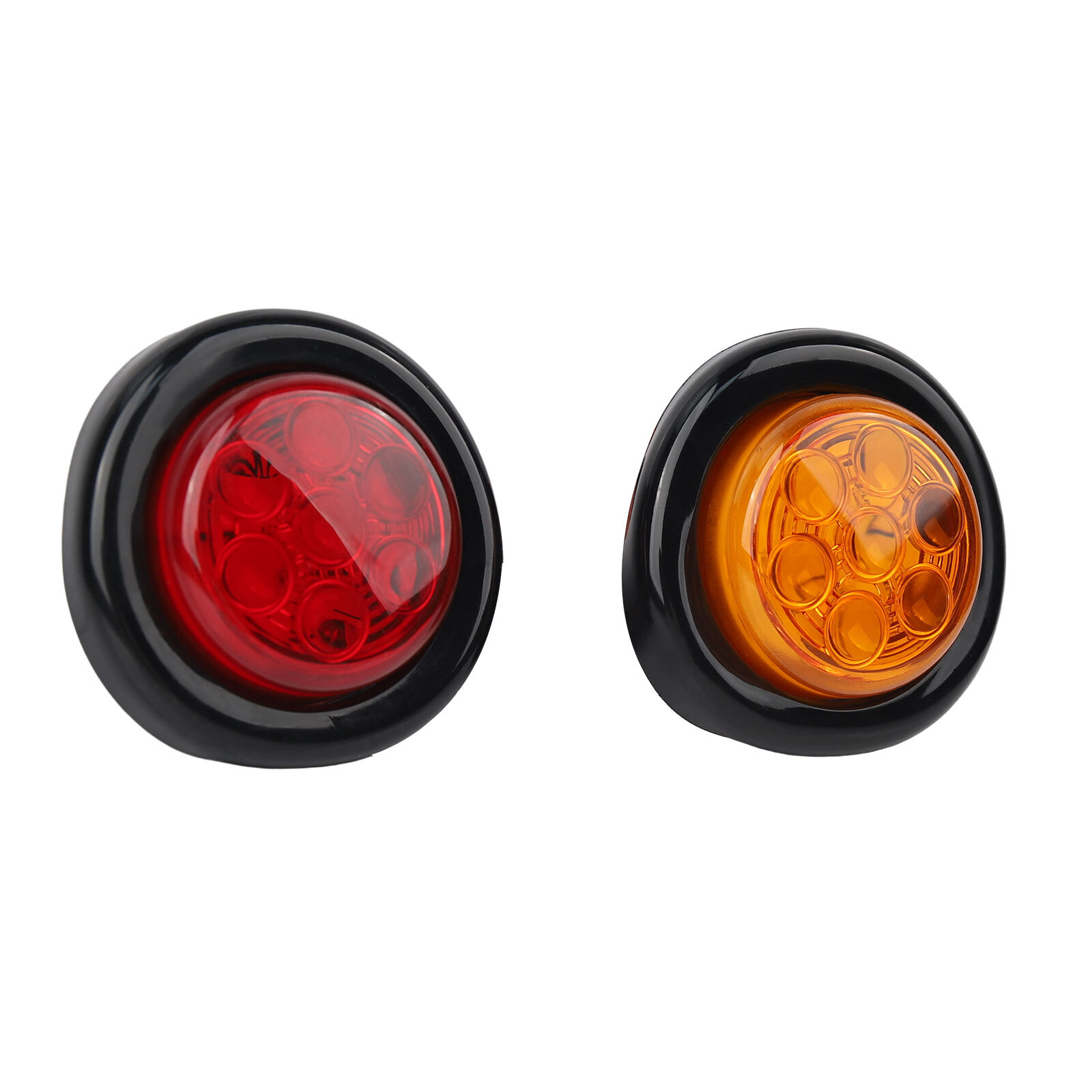 2" Round LED Red/Amber Light Truck Trailer Side Marker Clearance ...
