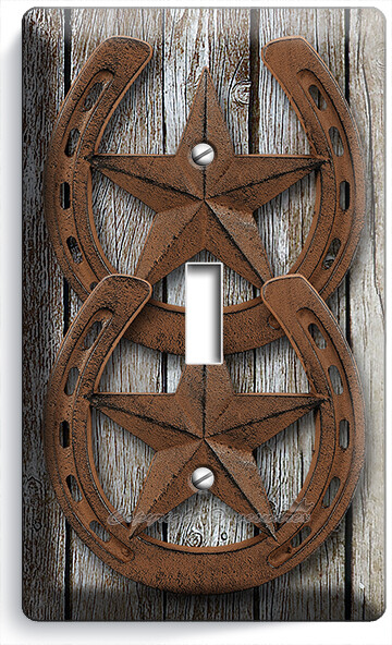 COUNTRY RUSTIC WESTERN COWBOY LONE STAR HORSESHOE LIGHT SWITCH OUTLET ...