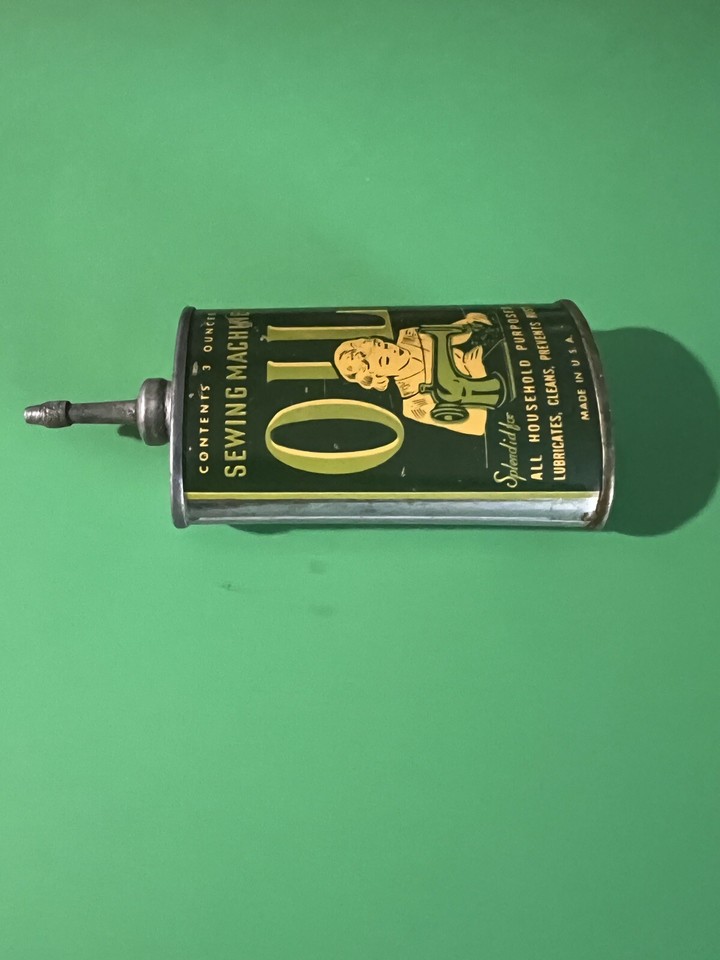 Vintage Lead Top Sewing Machine Oil Can Handy Oiler "Splendid For" 3oz ...