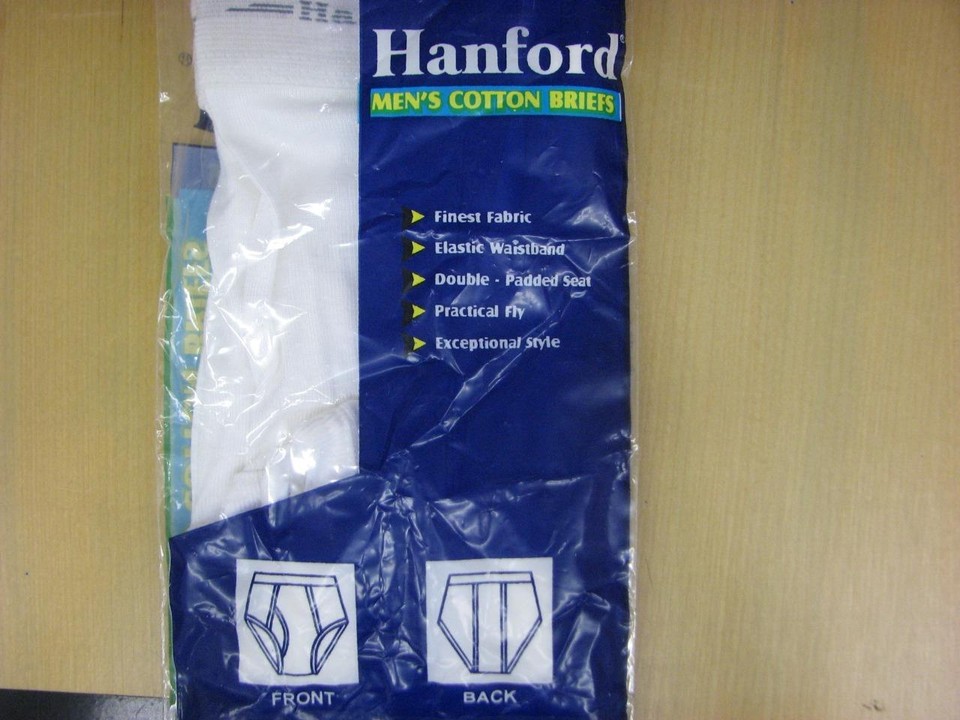 Vintage underwear HANFORD Premium men's white brief 34 DOUBLE SEAT | eBay
