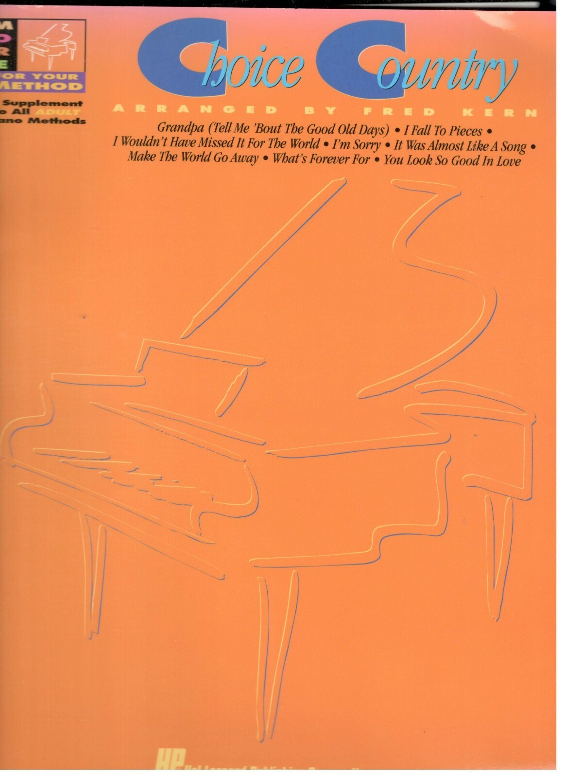 CHOICE COUNTRY MUSIC BOOK ARRANGED BY FRED BOCK PIANO MUSIC BOOK RARE ...