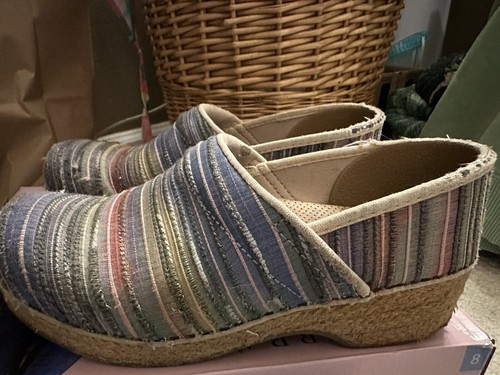Dansko Boho Vegan Jute Striped Multicolor Canvas Clogs Women’s Size 38 ...