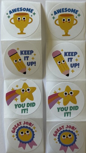 SCHOOL REWARD Stickers(8pc) Great Job•Awards•Children •Awesome•Star ...