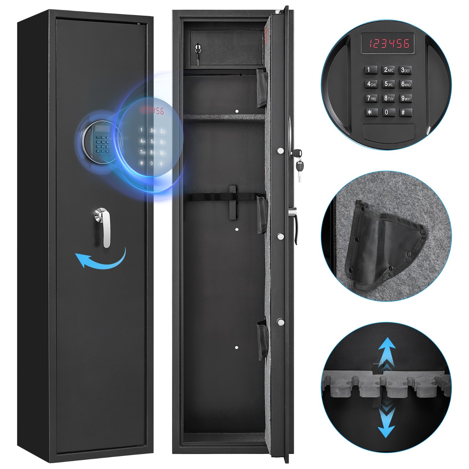 5 Rifle Safe for Home, Quick Access Digital Gun Safes for Rifle and ...