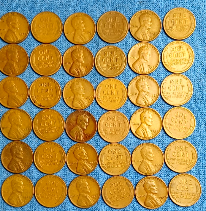 1935PDS-1940PDS - 18 Wheat Cents Avg/Circ-Blue Book Fil-A-Spot - SEE ...