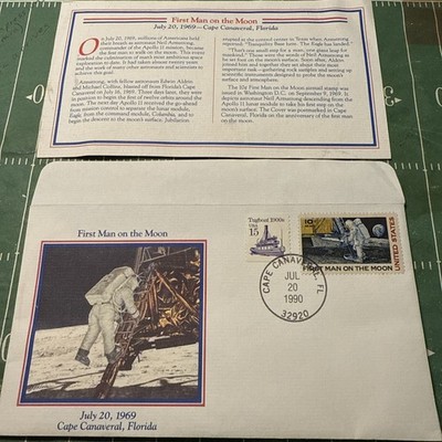 USPS First Man On The Moon, Stamped Envelope, 1990 | eBay