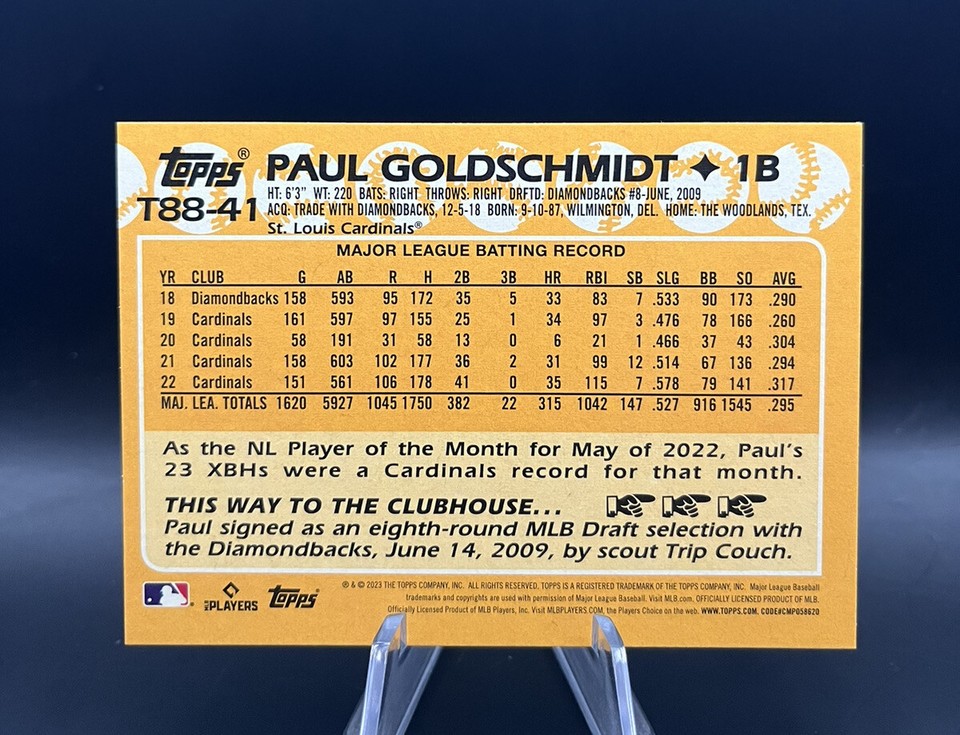 2023 Topps Series 1 Paul Goldschmidt 35th Anniversary Blue #T88-41 | eBay