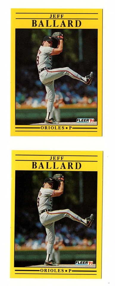 1991 Fleer Baseball #467 JEFF BALLARD Orioles Print Dot Variation (2 ...