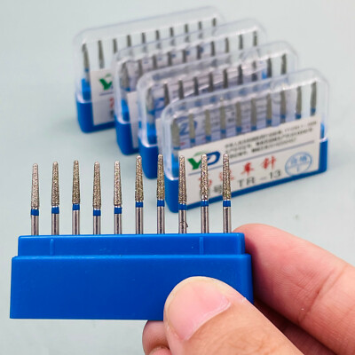 50pcs Dental Diamond Burs Coarse TR-13 Taper Round End FG 1.6mm High ...