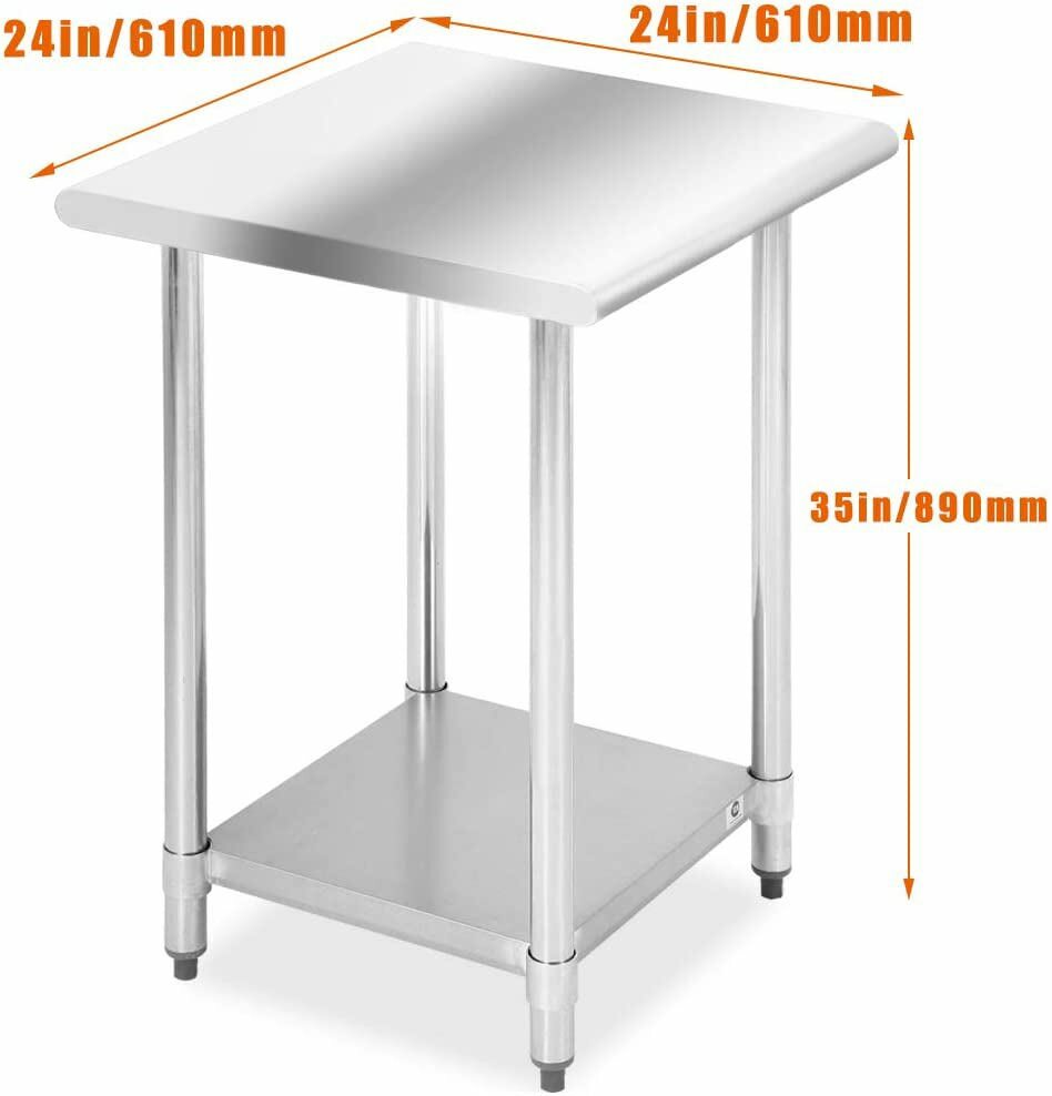 Kitchen Work Table Stainless Steel Adjustable Food Prep Table 24" 36 ...