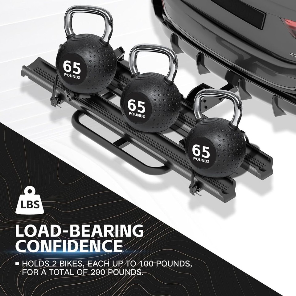 2 EBike Rack with Ramp, up to 5" Fat Tire Carrier, 200 LBS Capacity ...