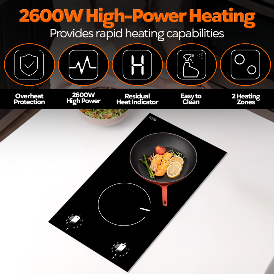Ramblewood 2 Burner Electric Cooktop, 110V. EC2-27, UL rated German EGO ...