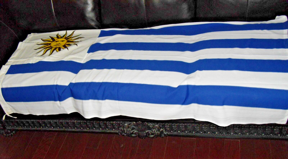 Uruguayan flag 0.80 x 1.50 mt polyester 2 hang stripes pre owned indoor ...