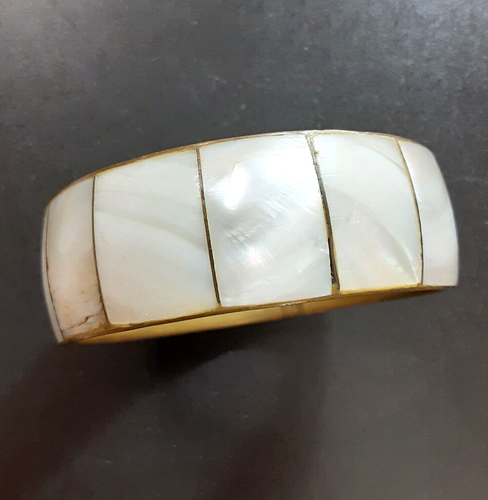 Mother of Pearl MOP Inlay Bangle Bracelet Vintage 1*2.75 | eBay