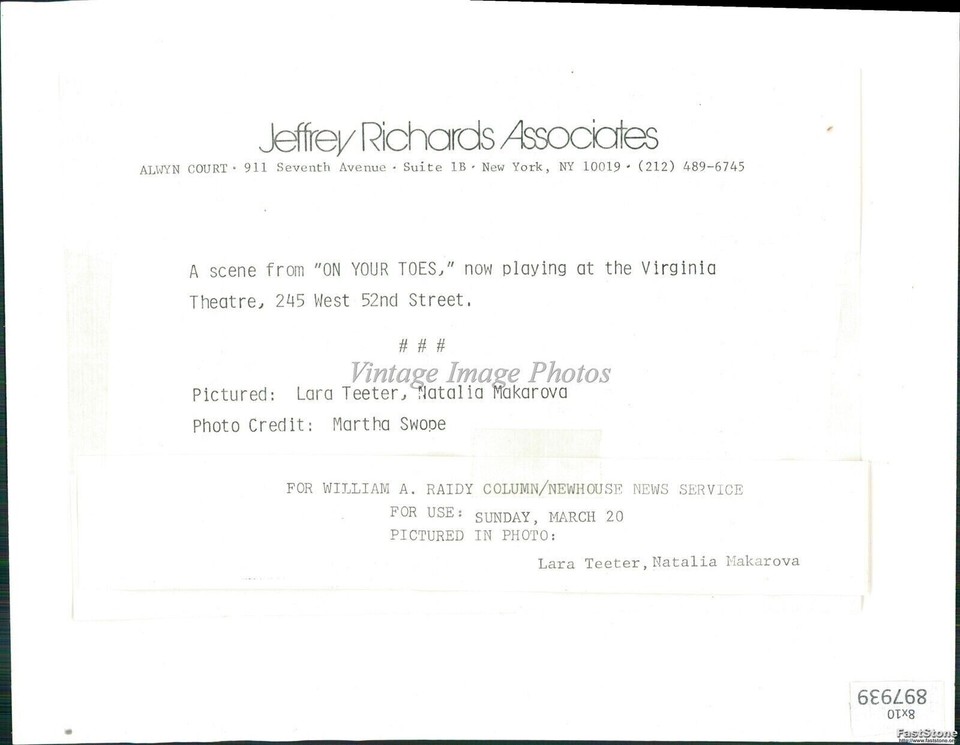 Vintage Lara Teeter Natalia Makarova Starring In On Your Toes Theater ...