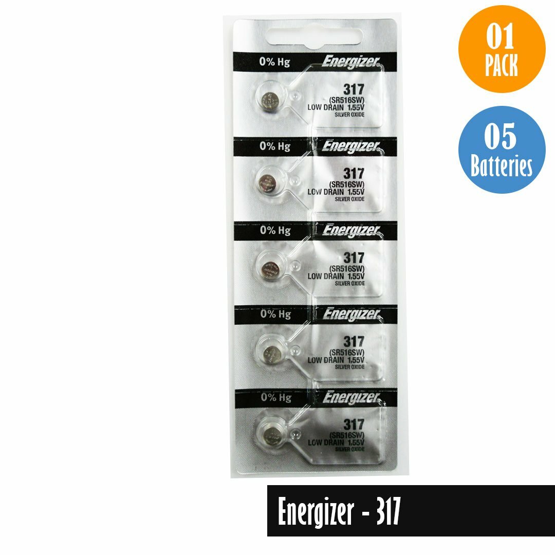 Energizer 317 Watch Cell Batteries SR516SW New Sealed Pack of 5 ...