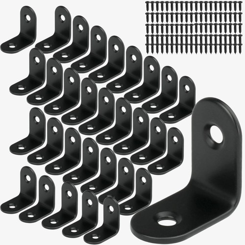 50Pcs Black Angle Bracket 1"x1" Corner Brackets, Metal L Brackets 90 ...
