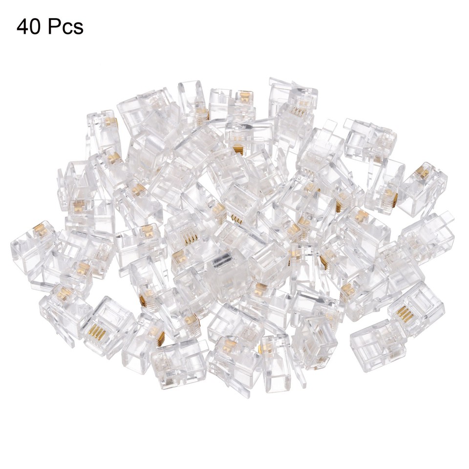 40pcs Telephone Modular Plug Male RJ11 Connectors Copper Core 6P4C ...