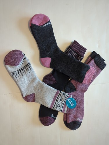 COLUMBIA Womens Socks Crew Boot Cushion Moisture Control 4 Pair Shoe ...