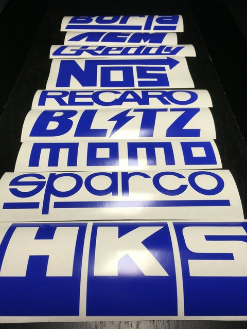 9 Car Sponsor Decal Pack DEEP BLUE Color! JDM Racing Stickers Drift | eBay